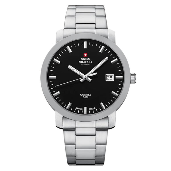 Swiss Military Silver Steel Black Dial Men's Watch - SM34083.01 – GDL ...